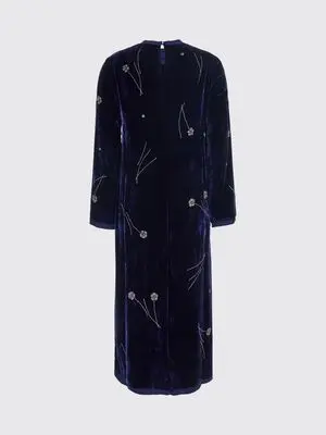 FORTE_FORTE Floral Embroidered Velvet Midi Tunic With Beads