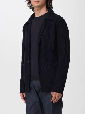 BROOKSFIELD Casual Knit Blazer In Lambswool Blend With Lapels And Patch Pockets - Navy