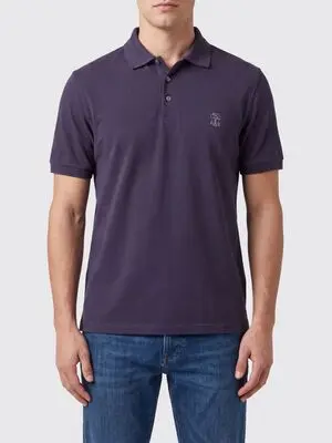 Brunello Cucinelli Short-sleeved Cotton Polo With Embroidered Logo - Cobalt