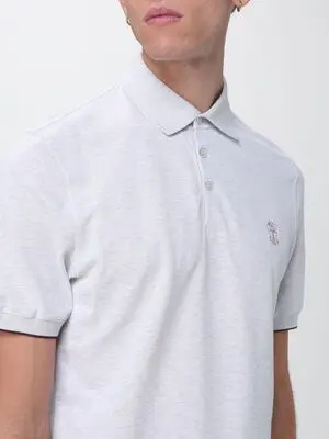 Brunello Cucinelli Short-sleeved Cotton Polo With Embroidered Logo - Ivory