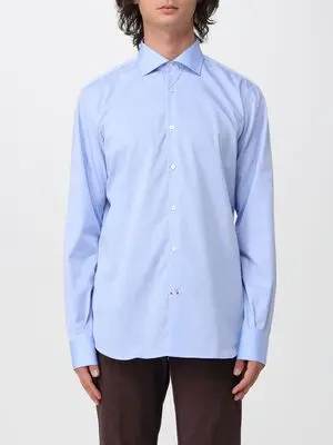 BROOKSFIELD French Collar Classic Shirt In Cotton Poplin - Gnawed Blue