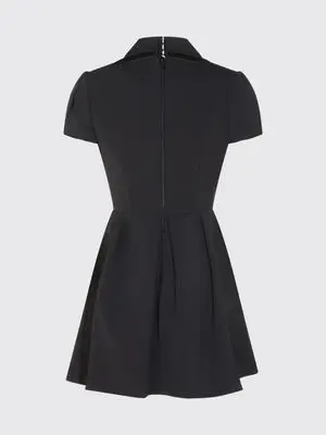 Elisabetta Franchi Flared Crêpe Mini Dress With Shawl Collar And Short Sleeves - Black