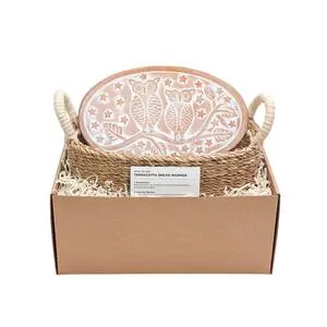 KORISSA Neutrals Bread Warmer & Basket Owl Oval - Orange