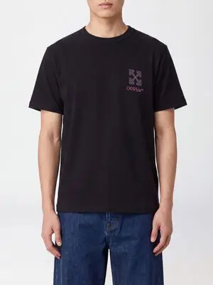 Off-White Crewneck Cotton T-shirt With Contrast Arrow Logo - Black