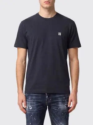 Dsquared2 Crewneck Cotton T-shirt With Contrast Logo - Navy
