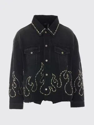 Amiri Flames Print Denim Jacket With Stud Application