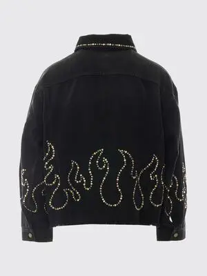 Amiri Flames Print Denim Jacket With Stud Application