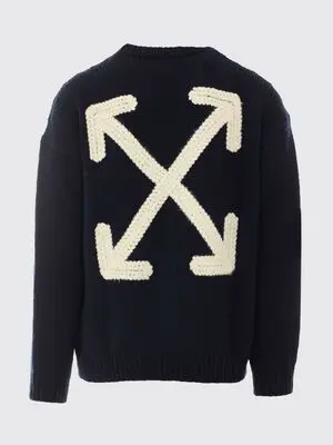 Off-White Wool Crewneck Jumper With Arrow Logo And Dropped Shoulders