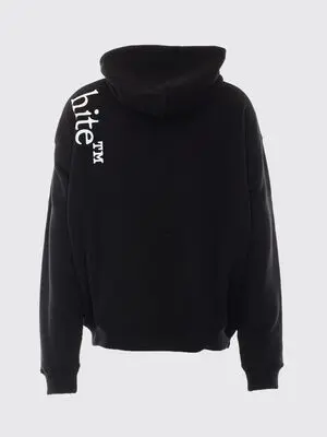 Off-White Relaxed Fit Cotton Hoodie With Printed Logo - Black
