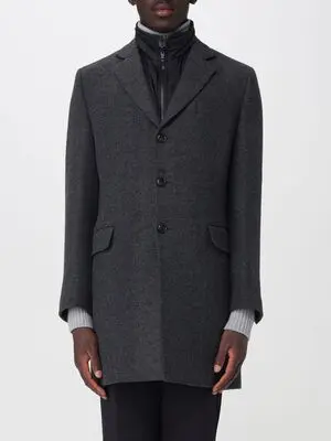 FAY Short Wool-blend Coat With Quilted And Removable Inner Vest