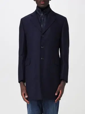 FAY Short Wool-blend Coat With Quilted And Removable Inner Vest