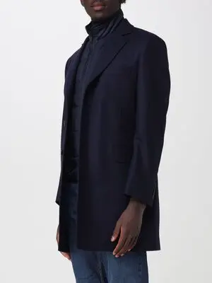 FAY Short Wool-blend Coat With Quilted And Removable Inner Vest