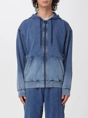 DIESEL® Relaxed Fit Hooded Zip-up Cotton Sweatshirt With Embroidered Logo