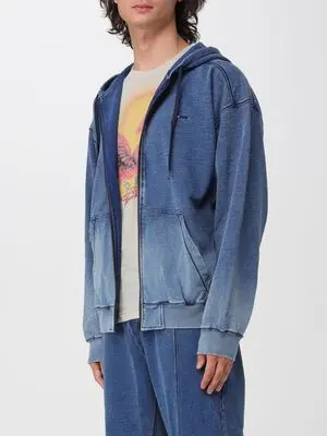 DIESEL® Relaxed Fit Hooded Zip-up Cotton Sweatshirt With Embroidered Logo