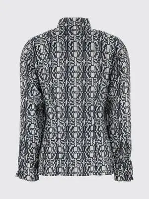 Max Mara Monogram Print Pure Silk Shirt With French Collar