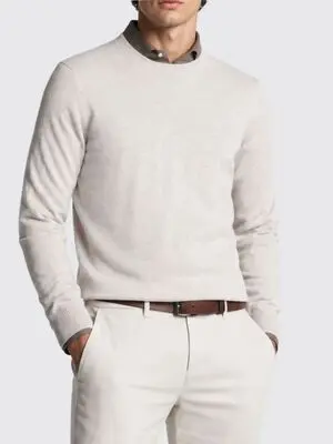 FAY Pure Merino Wool Crewneck Jumper With Ribbed Trims - Ice
