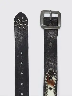 HTC LOS ANGELES Cowhide Leather Belt With Embroidery