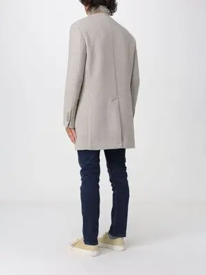 FAY Single-breasted Short Wool Coat With Iconic Metal Hook