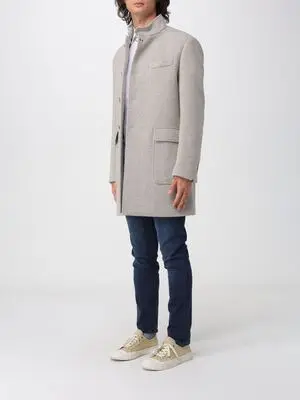 FAY Single-breasted Short Wool Coat With Iconic Metal Hook