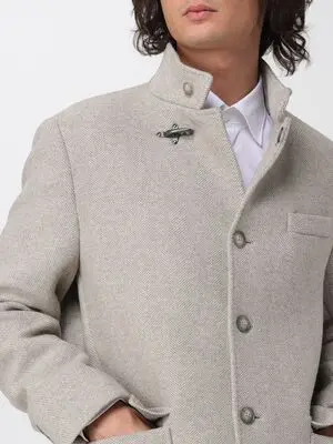 FAY Single-breasted Short Wool Coat With Iconic Metal Hook