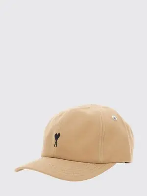 AMI Paris Cotton Baseball Cap With Logo Beige