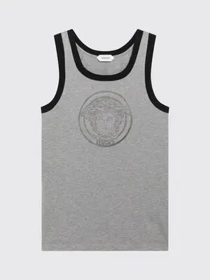 Versace Embroidered Medusa Logo And Rhinestone Cotton Tank Top