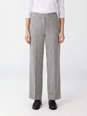 Brunello Cucinelli Sequined Pinstripe Wide-leg Wool Blend Trousers - Grey