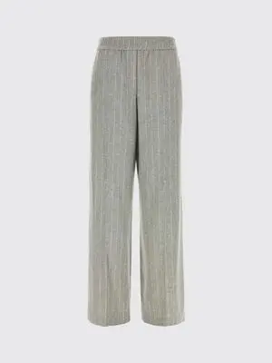 Brunello Cucinelli Sequined Pinstripe Wide-leg Wool Blend Trousers - Grey