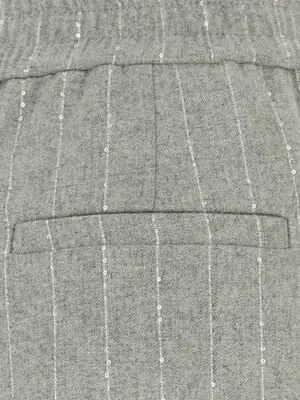 Brunello Cucinelli Sequined Pinstripe Wide-leg Wool Blend Trousers - Grey