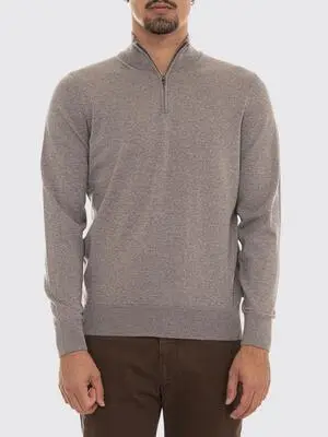 BOSS Pure Wool Half-zip Turtleneck Jumper With Ribbed Hems - Camel