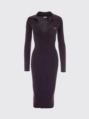 Elisabetta Franchi Ribbed-knit V-neck Midi Sheath Dress