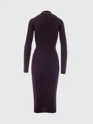 Elisabetta Franchi Ribbed-knit V-neck Midi Sheath Dress