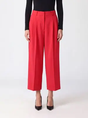Elisabetta Franchi High-waisted Cropped Wide-leg Gabardine Trousers - Red
