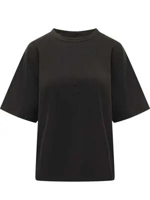 Studio Nicholson Lee T-shirt With Giro Neck And Cut Sleeves - Black