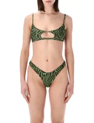 MATINEE Bold Zebra Print Mini Bikini Set - Zebra Green
