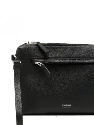 TOM FORD Zip Metal Leather Clutch
