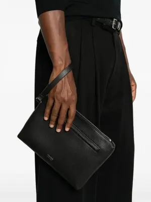 TOM FORD Zip Metal Leather Clutch