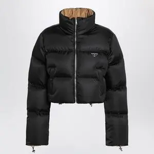 Prada Cropped Re-nylon Down Jacket - Black