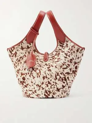 Polo Ralph Lauren Ply Medium Leather-trimmed Cow-print Calf Hair Tote - Brown