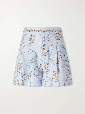 Agua Bendita Maratea Navegante Printed Linen Shorts - Blue
