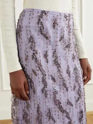 Staud Bead-embellished Midi Skirt
