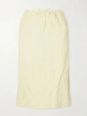 SHUSHU/TONG Bow-detail Cotton-blend Midi Skirt - Yellow