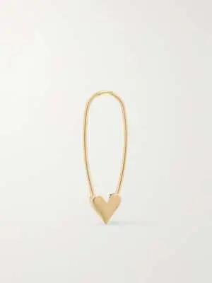 LOREN STEWART Mini Heart Safety Pin 14-karat Earring