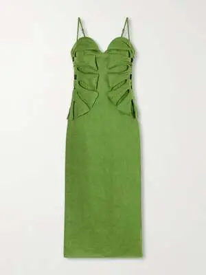 Farm Rio Monstera Leaf Linen Midi Dress
