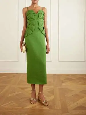Farm Rio Monstera Leaf Linen Midi Dress