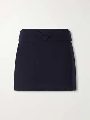 SHUSHU/TONG Bow-detailed Wool-ponte Mini Skirt - Navy