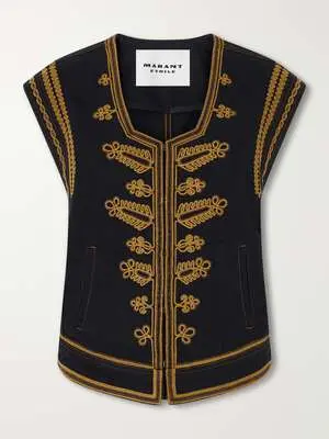 MARANT ETOILE Edmee Embroidered Cotton Vest - Black