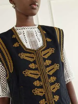 MARANT ETOILE Edmee Embroidered Cotton Vest