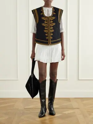 MARANT ETOILE Edmee Embroidered Cotton Vest - Black
