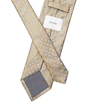 Eton Geometric Woven Silk Tie - Light Yellow